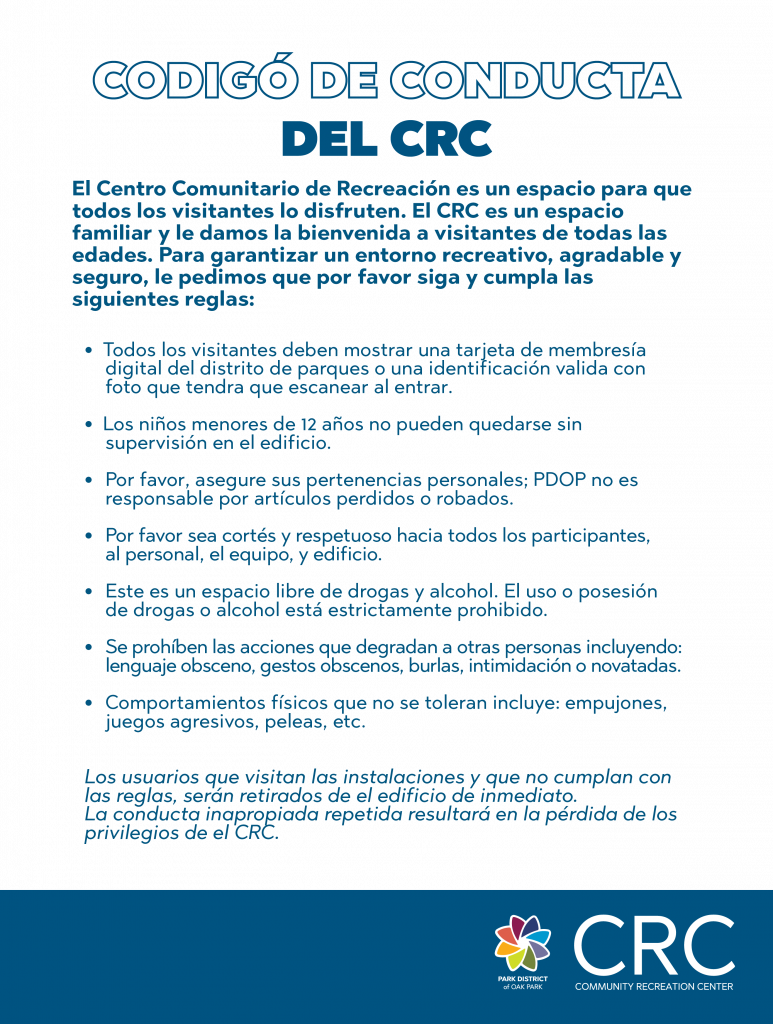 CRC – Code of Conduct (SPA) – Park District of Oak Park